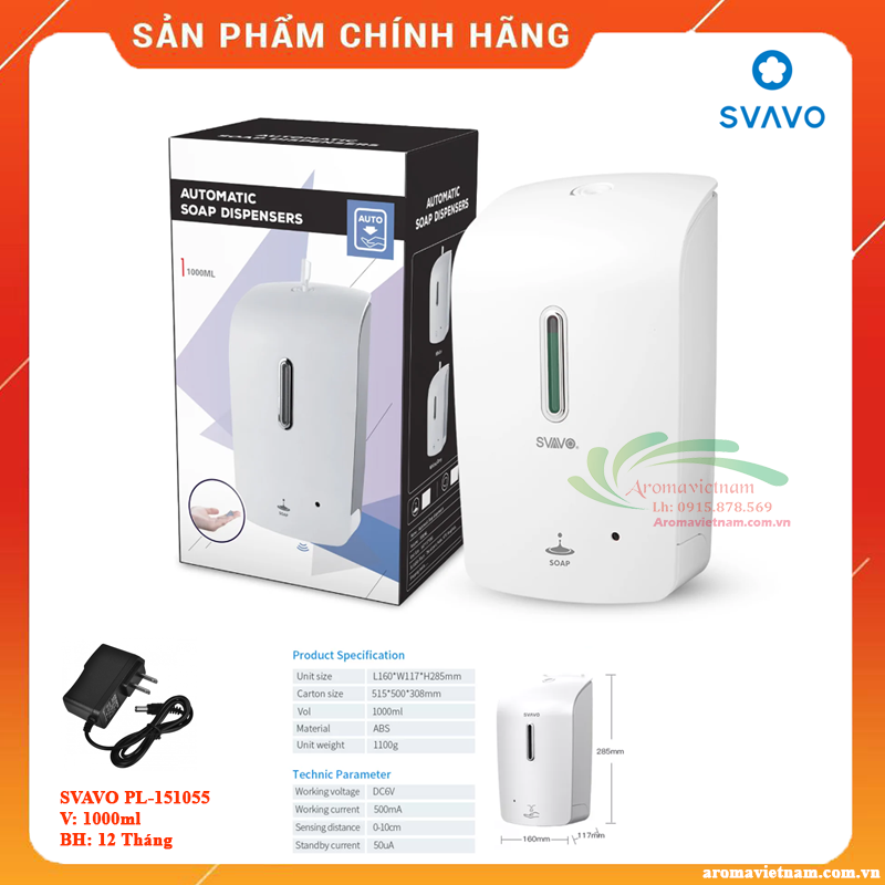 Hộp đựng nước rửa tay tự động cao cấp SVAVO PL-151055 – CTY AROMA VIỆT NAM